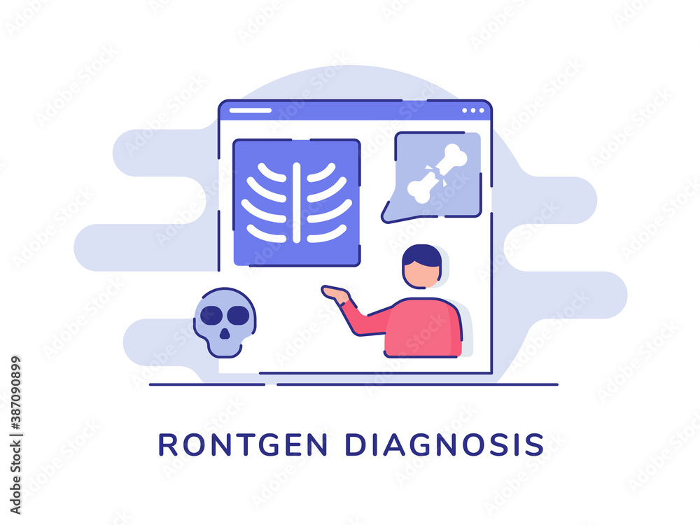 Rontgen diagnosis concept men present bone fracture on display computer ...