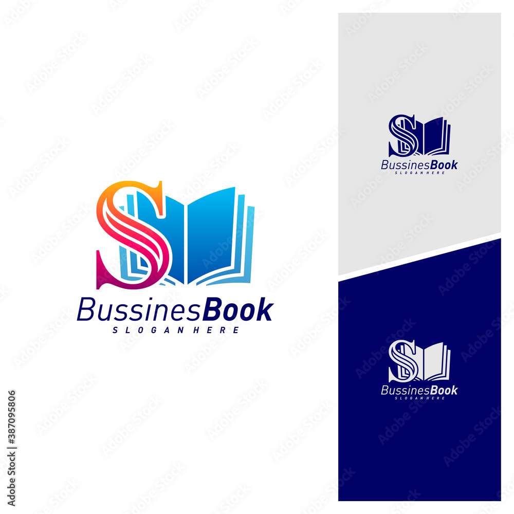 Initial S with Book logo design vector template, Illustration Book ...