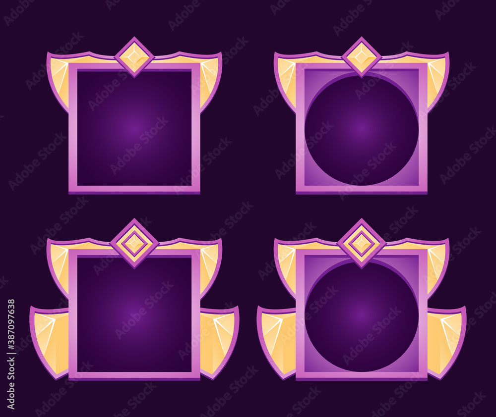 set of fantasy golden wings game ui border avatar frame with grade for gui asset elements Stock ...