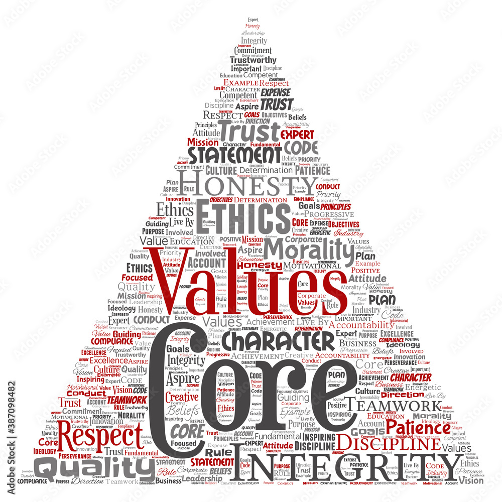 Vector conceptual core values integrity ethics triangle arrow concept ...