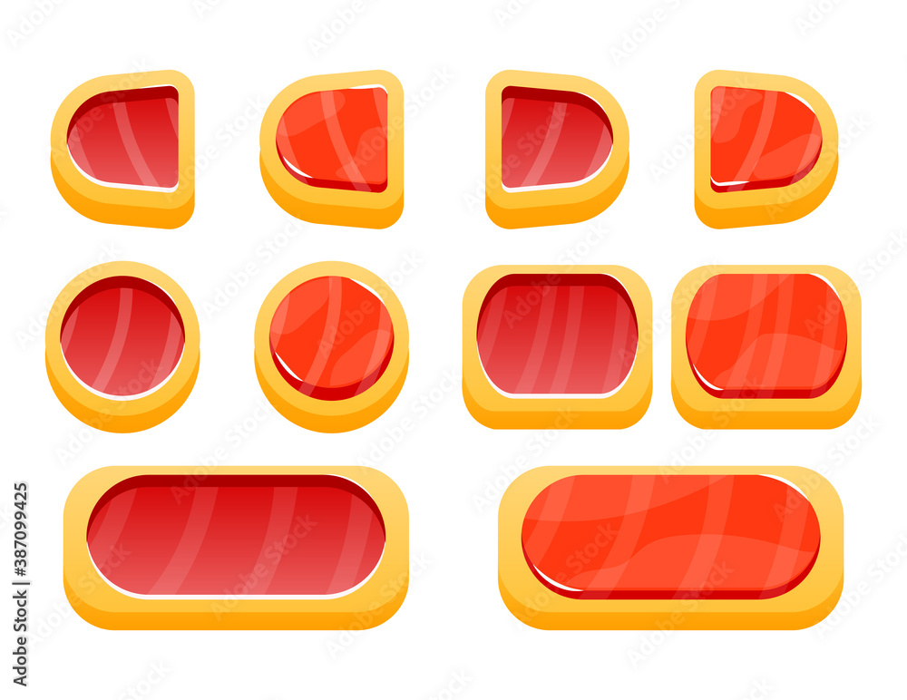 Set of funny gui jelly button for game ui asset elements vector ...