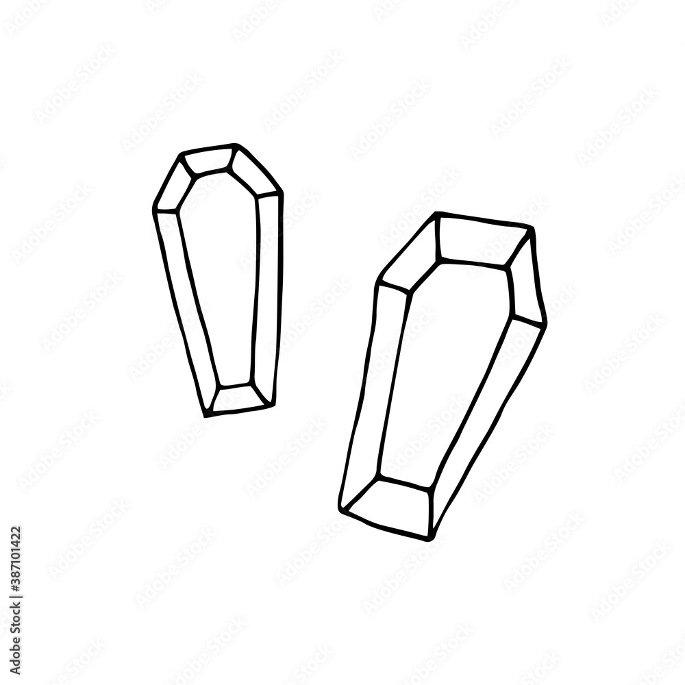 Vector doodle coffin set. Outline coffin isolated on white background ...
