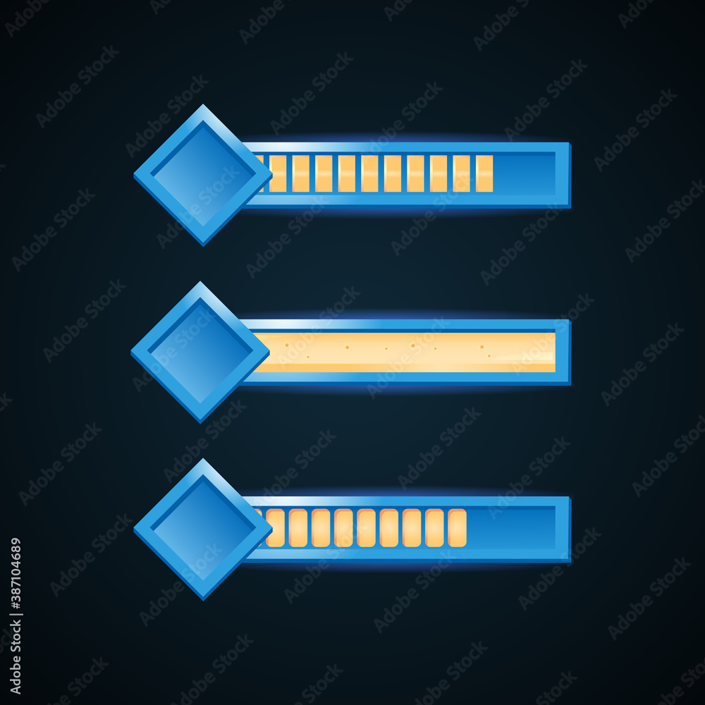 Game ui elements. Fantasy blue game bar, health bar and etc. Suitable ...