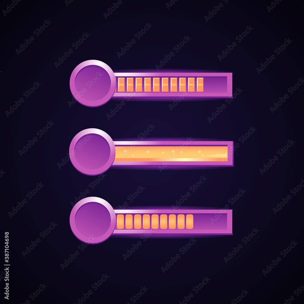 Game ui elements. Fantasy purple game bar, health bar and etc. Suitable ...