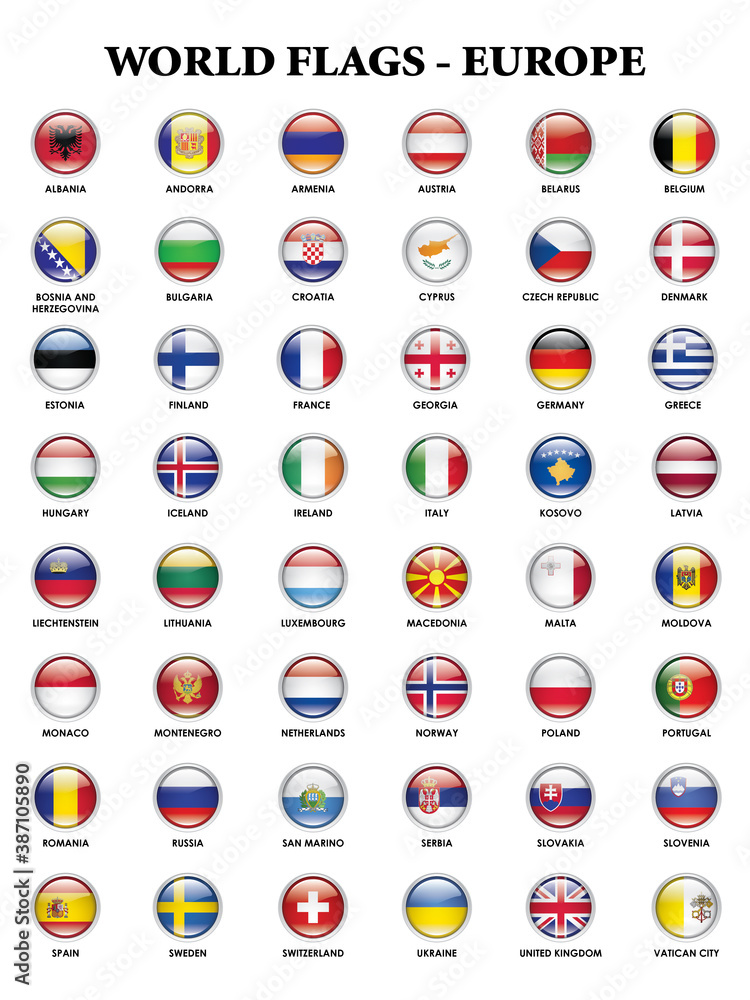 Alphabetical country flags for the continent of Europe Stock ...