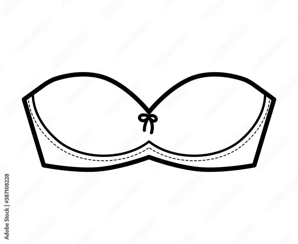 Bra strapless balconette lingerie technical fashion illustration with ...