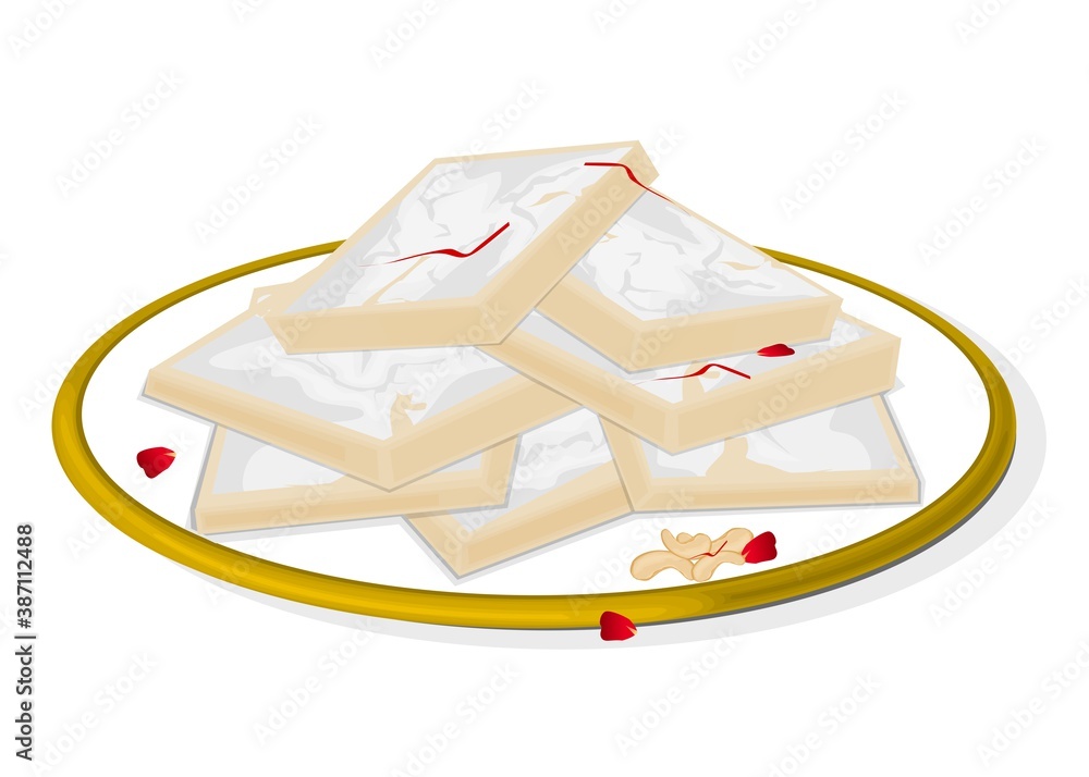 Kaju Katli Indian Sweets or Mithai Food Vector Stock Vector | Adobe Stock