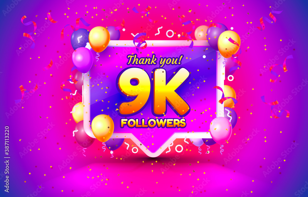 Thank you followers peoples, 9k online social group, happy banner ...