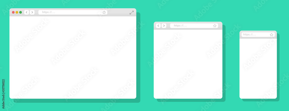 Browser mockups different devices web window mobile, laptop and tablet ...
