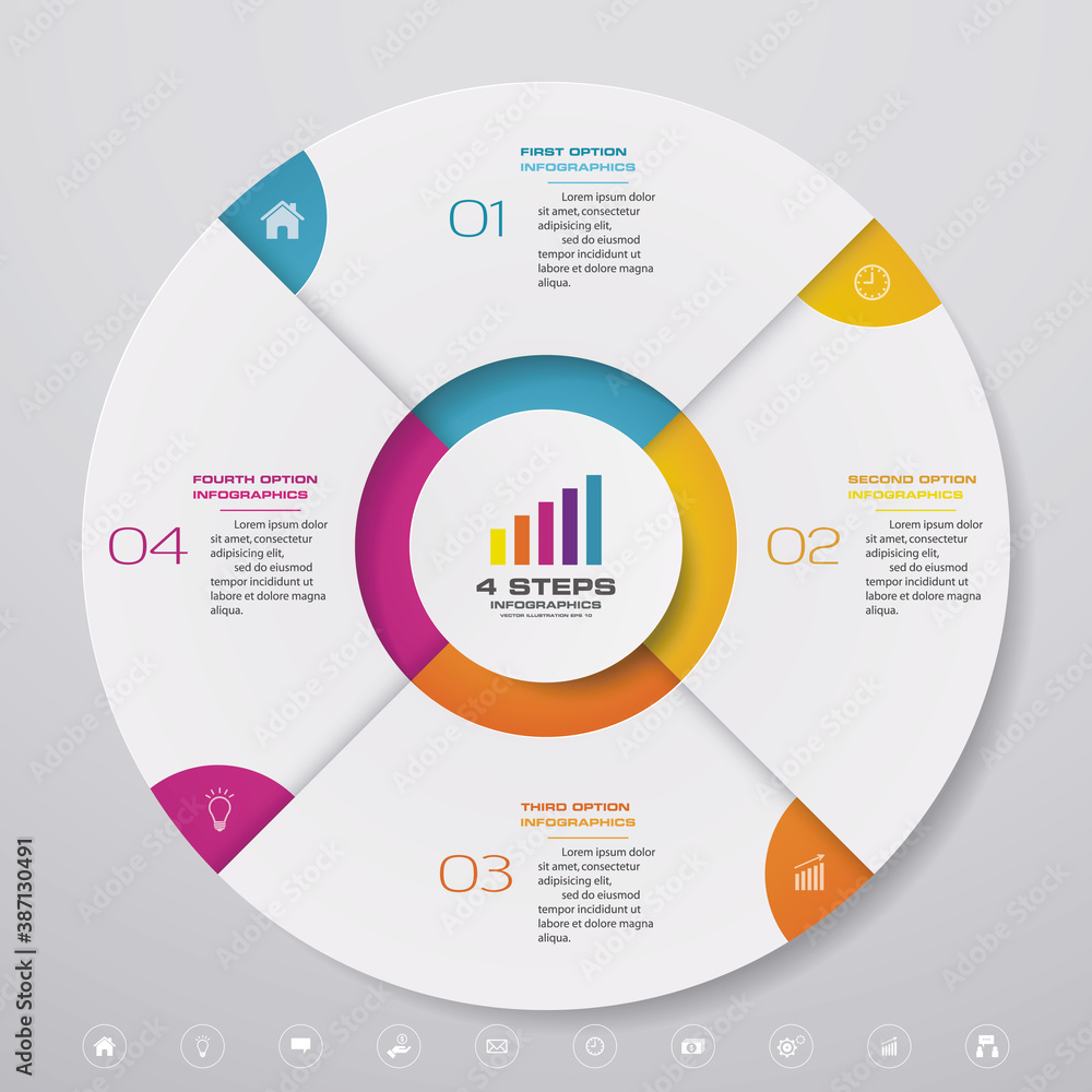Poster 4 steps cycle chart infographics elements for data presentation ...