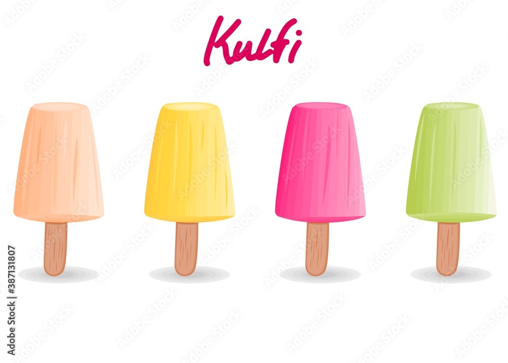kulfi Indian Sweets or Mithai Food Vector Stock Vector | Adobe Stock