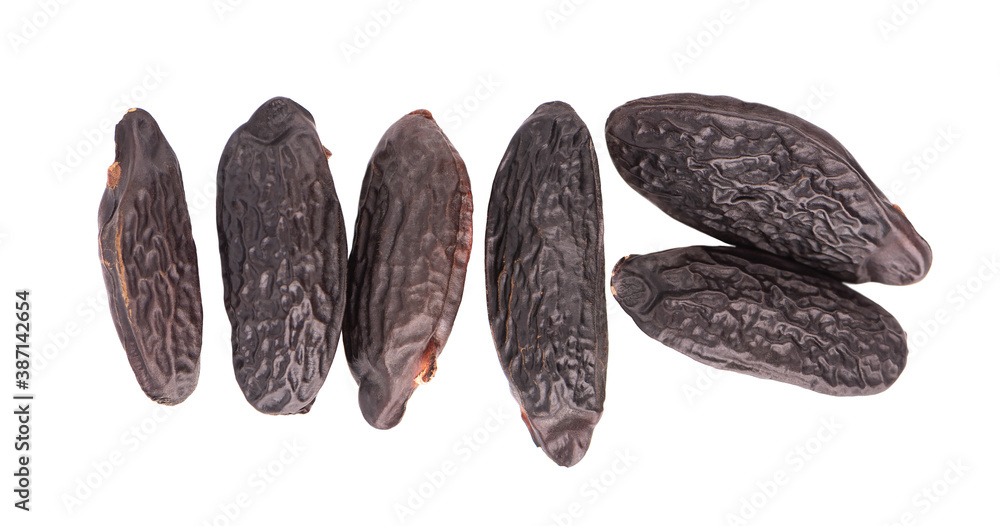 Tonka beans isolated on white background. Bean of Dipteryx odorata ...