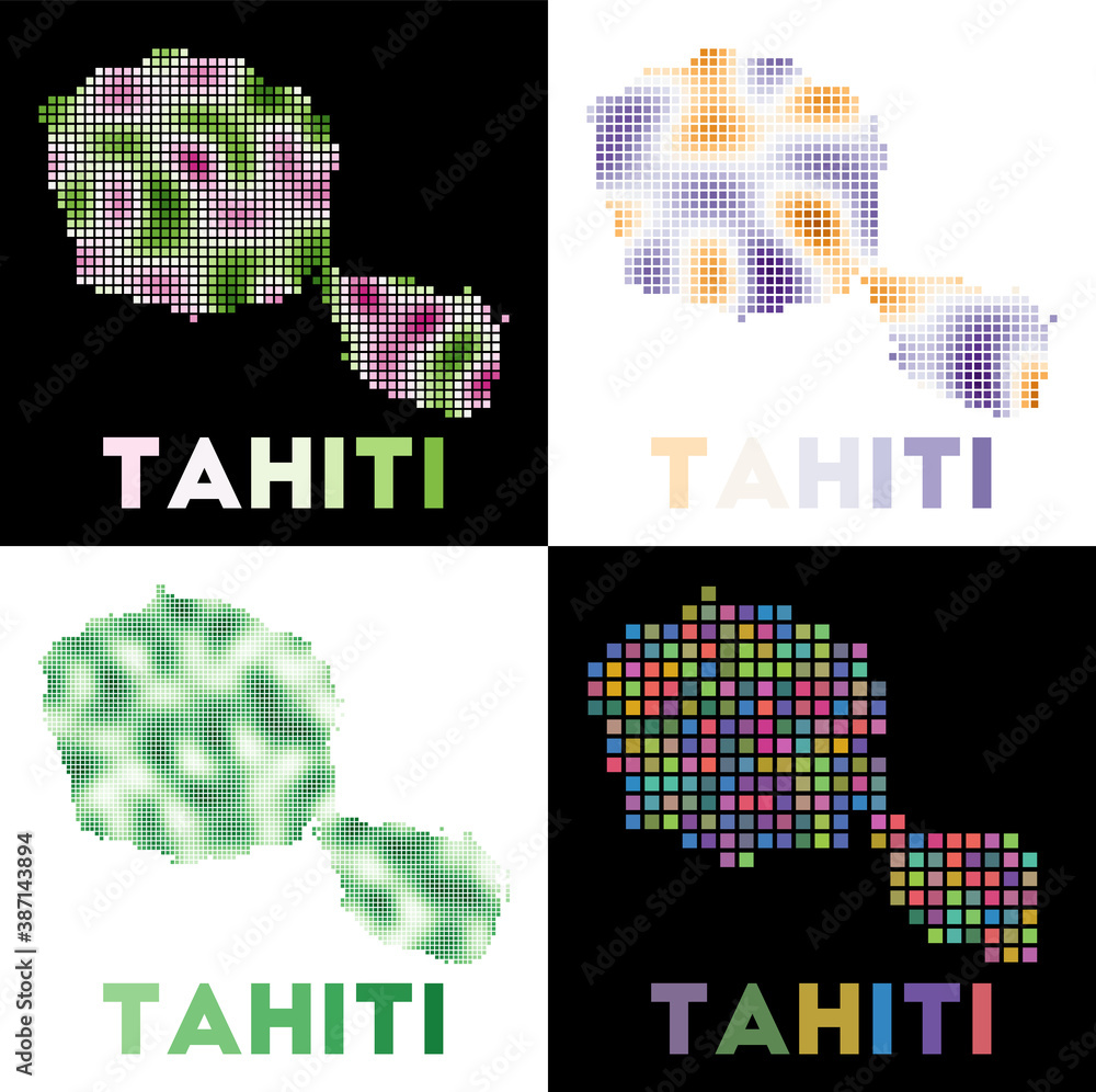 Vetor de Tahiti map. Collection of map of Tahiti in dotted style ...