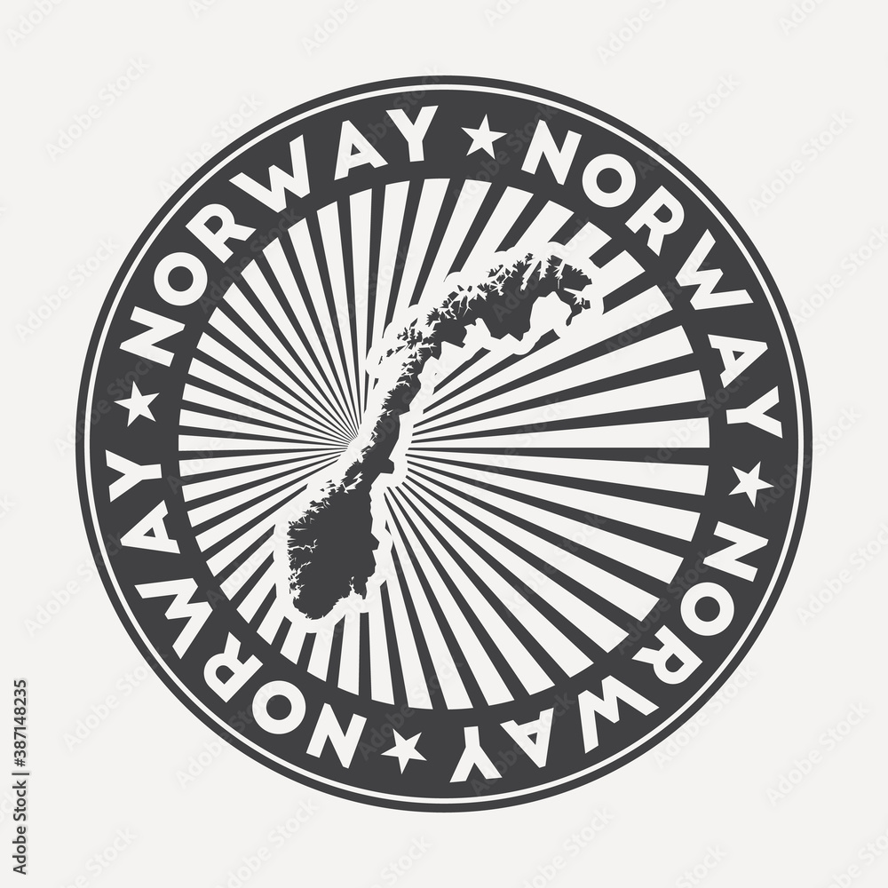 Vetor de Norway round logo. Vintage travel badge with the circular name ...