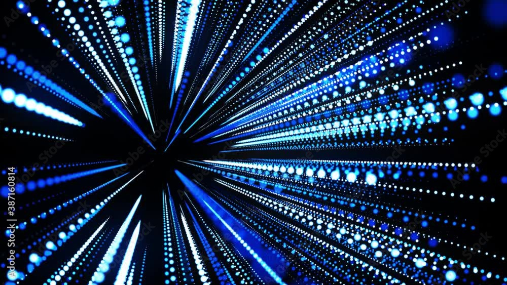 abstract 3d loop background with glowing particles lined up in rows in ...