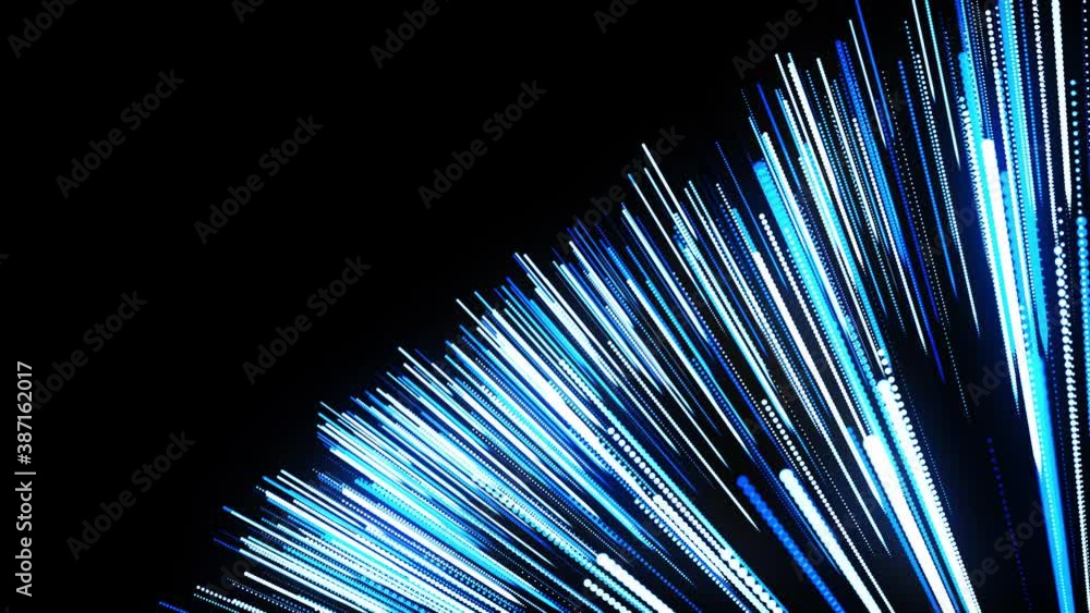 abstract 3d loop background with glowing particles lined up in rows in ...