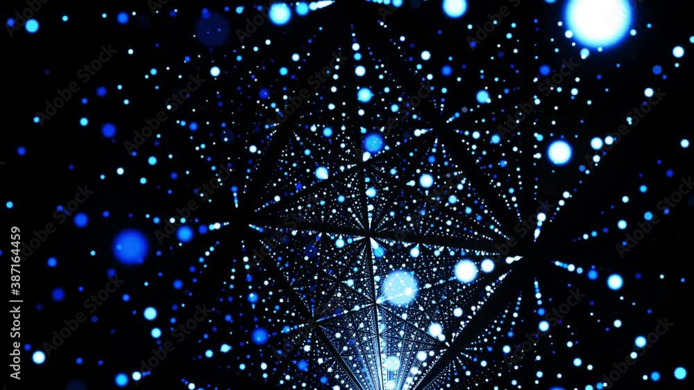 abstract 3d loop background with glowing particles lined up in rows in ...