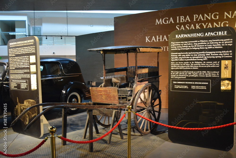 Horse-drawn calash (Kalesa) owned by the family of Leon Apacible ...