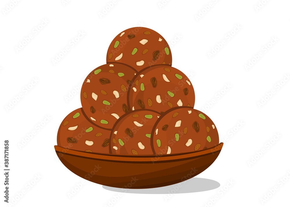 Dry fruit,Mewa laddu Indian Sweets or Mithai Food Vector Stock Vector ...