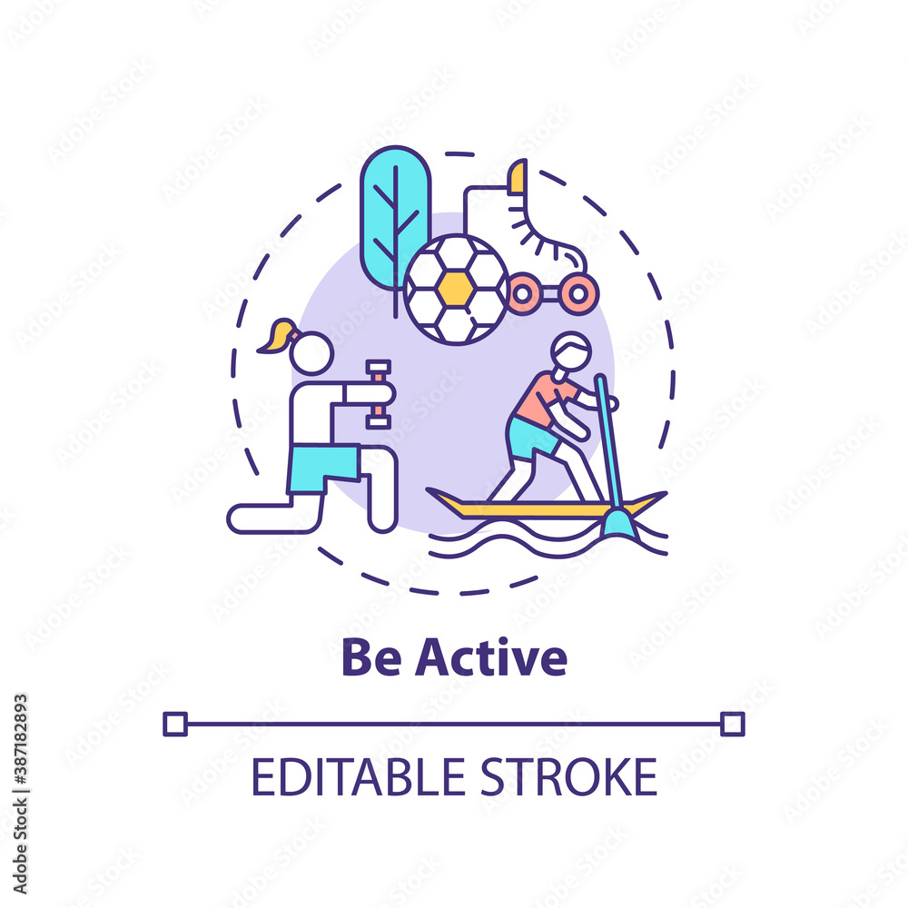 Be active concept icon. Self care practices. Every day health care ...