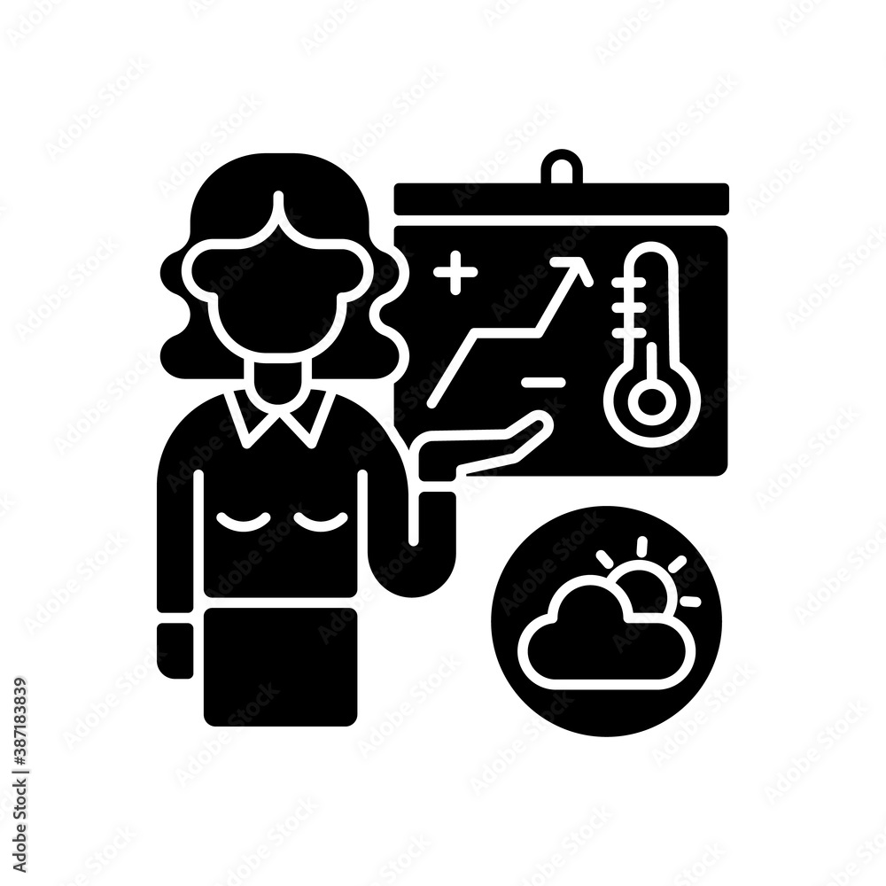 Weather forecasters black glyph icon. Meteorologist. Atmosphere ...