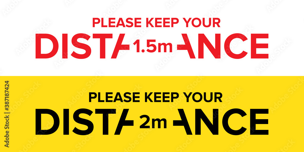 Please keep your distance in 1.5 or 2 meters warning sign. Vector ...