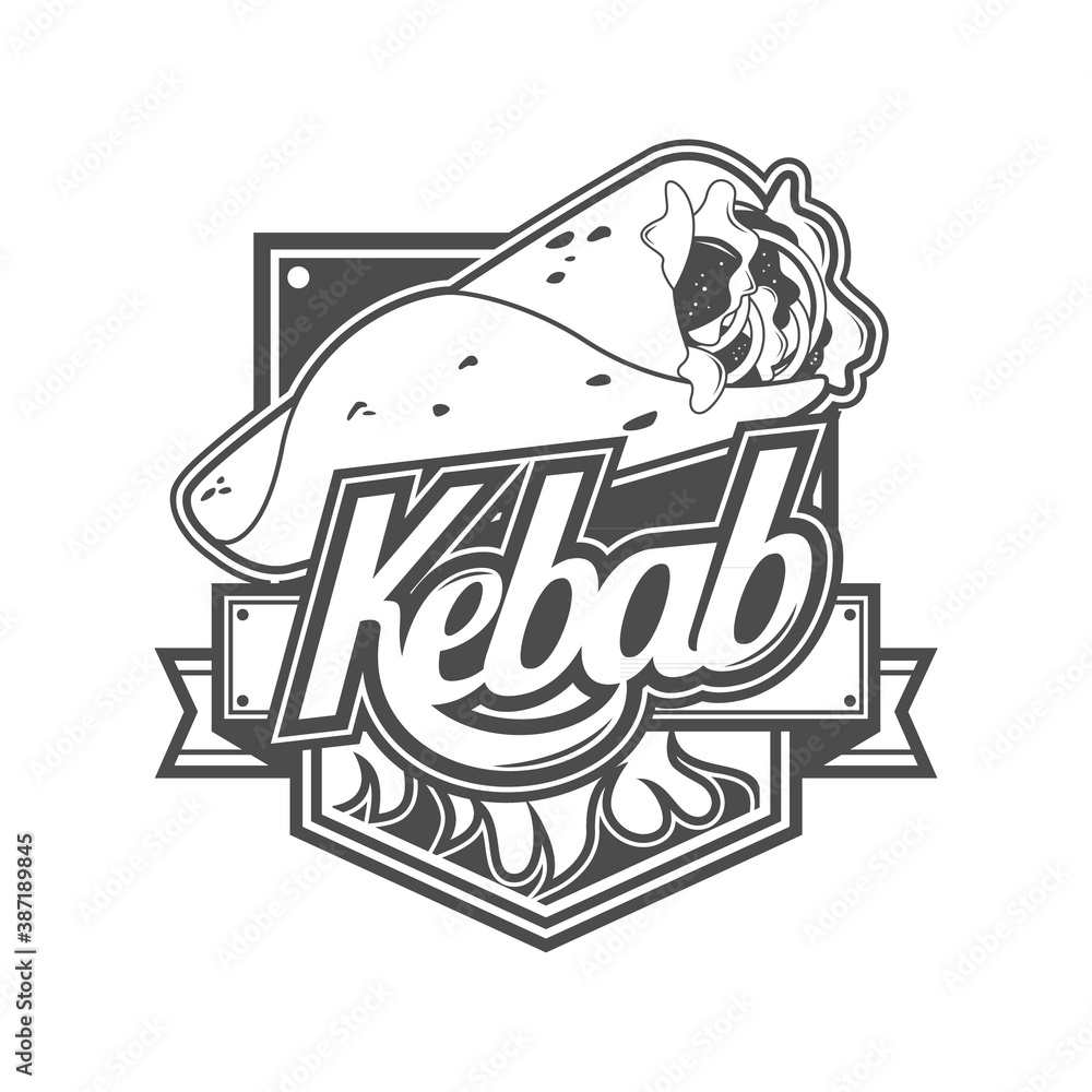 Vector logo, badge, symbol, icon template design for Kebab Shop Stock ...