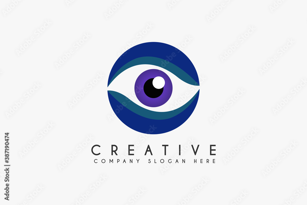 Abstract Eye Logo design. Blue Circle Camera Icon. Usable for Business ...