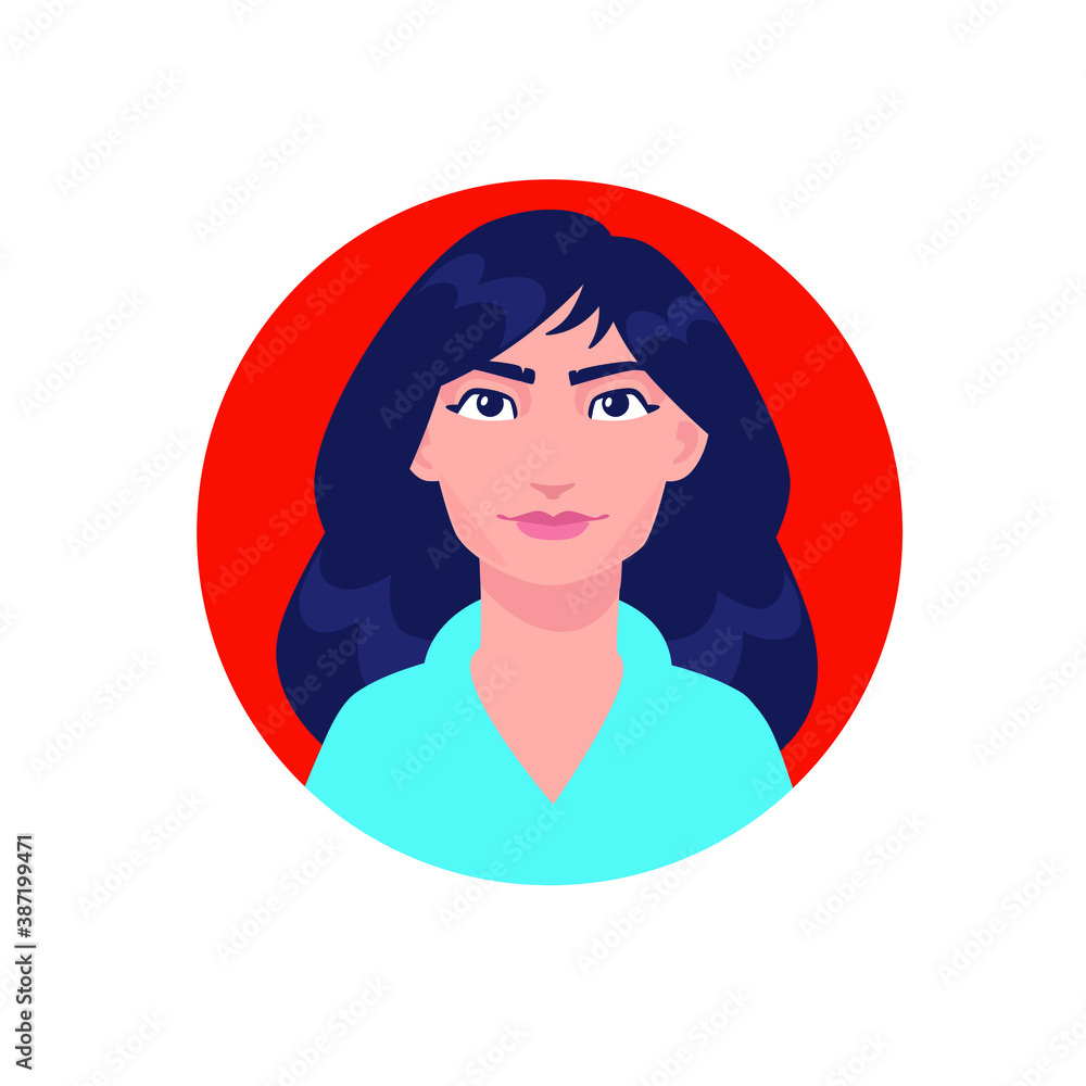 Illustration of a young ordinary girl. Vector. Cartoon Asian woman with ...