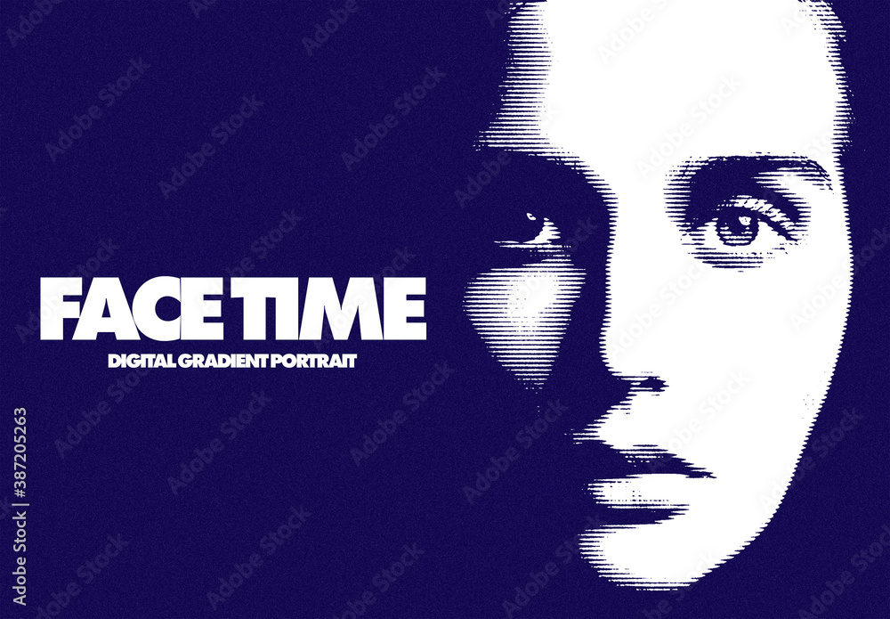 Striped Halftone Face Effect Mockup Stock Template | Adobe Stock