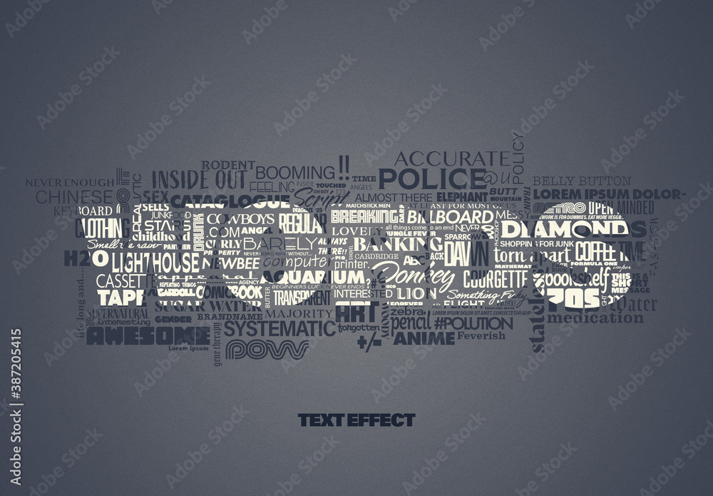 Mixed Text Words Cloud Effect Mockup Stock Template | Adobe Stock
