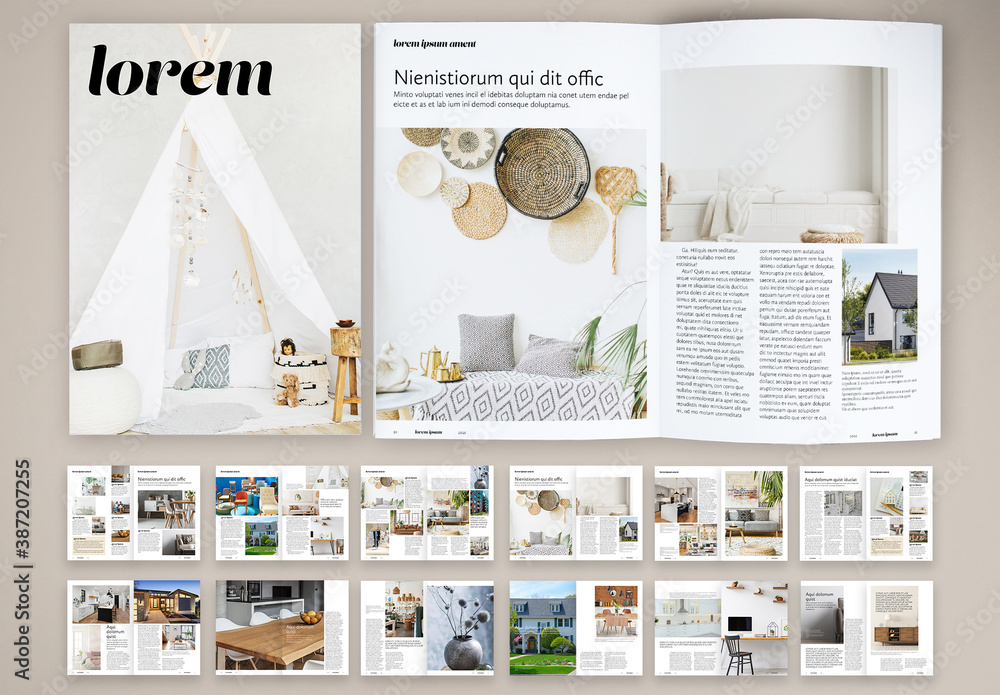 Naive Interior Design Magazine Layout Stock Template | Adobe Stock