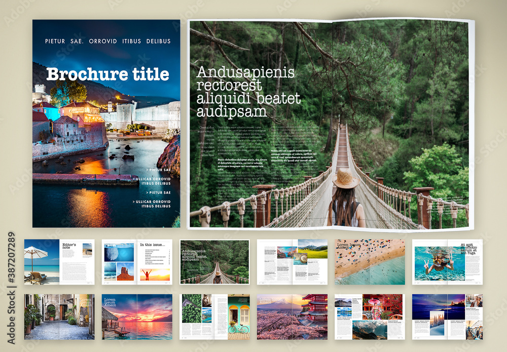 Travel Guide Brochure Layout Stock Template | Adobe Stock