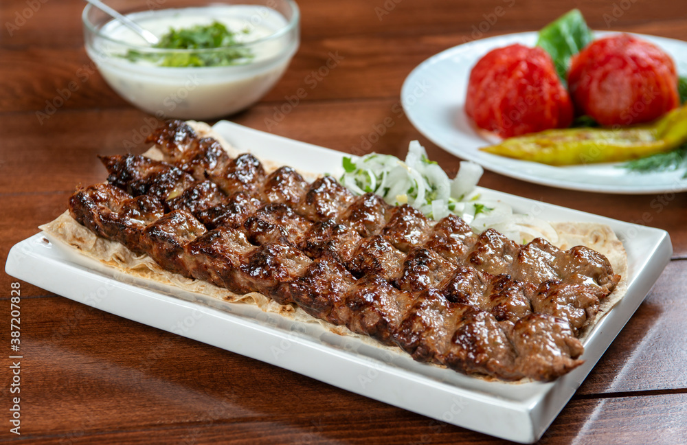 Fast food. Eastern food. Shish kebab, lyulya-kebab. Dishes of oriental ...