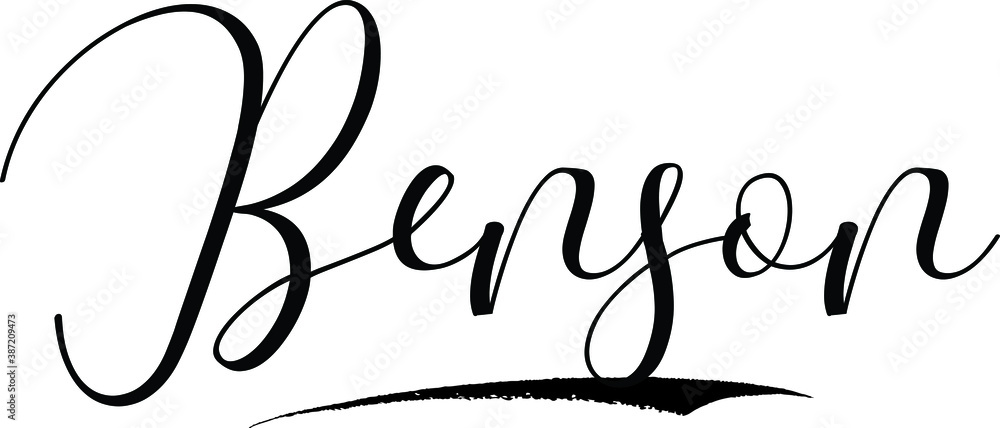 Benson -Male Name Cursive Calligraphy on White Background Stock Vector ...