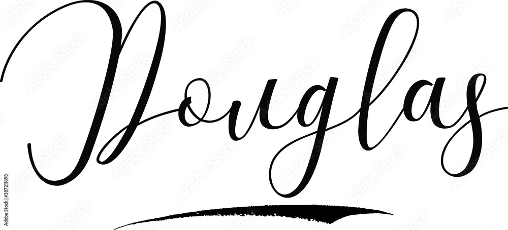 Douglas -Male Name Cursive Calligraphy on White Background Stock Vector ...