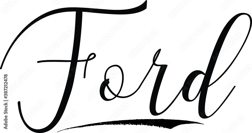 Ford -Male Name Cursive Calligraphy on White Background Stock Vector ...