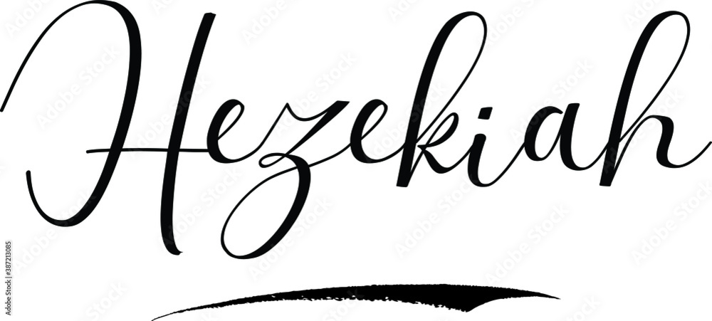 Hezekiah -Male Name Cursive Calligraphy on White Background Stock ...