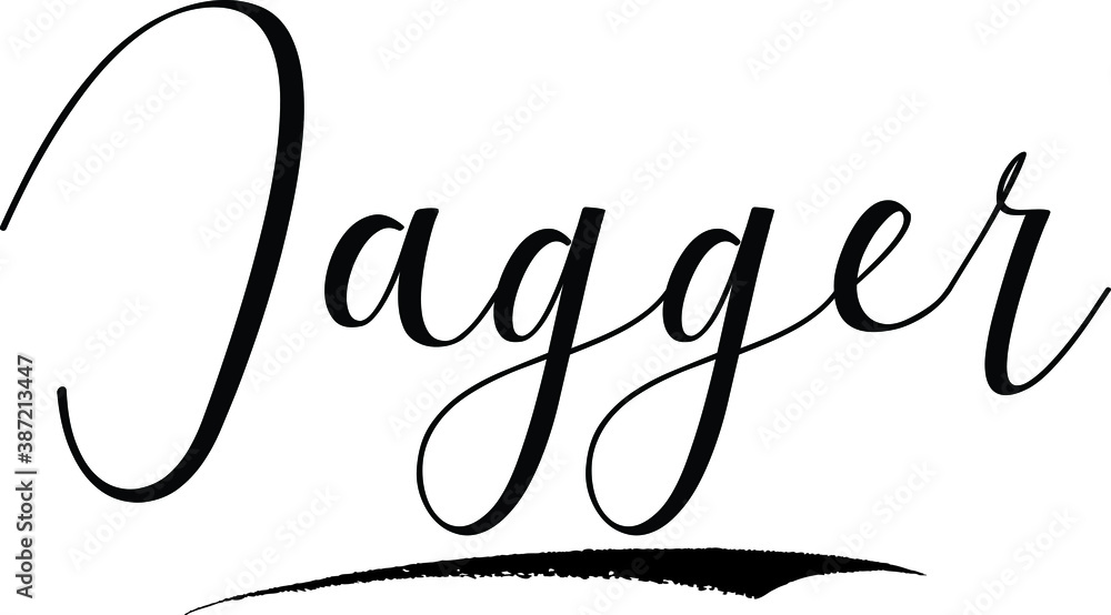 Jagger -Male Name Cursive Calligraphy on White Background Stock Vector ...