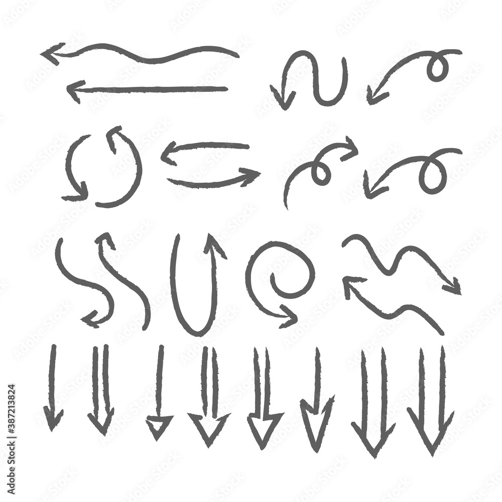 Arrow doodles vector collection. Set of Hand drawn vector arrows. Stock ...