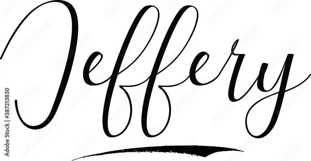 Jeffery -Male Name Cursive Calligraphy on White Background Stock Vector ...