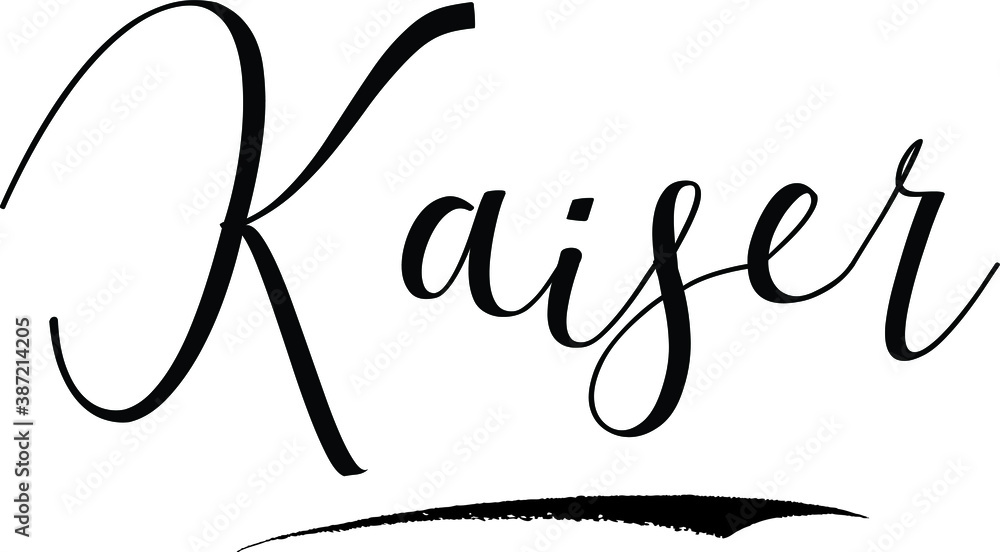 Kaiser -Male Name Cursive Calligraphy on White Background Stock Vector ...