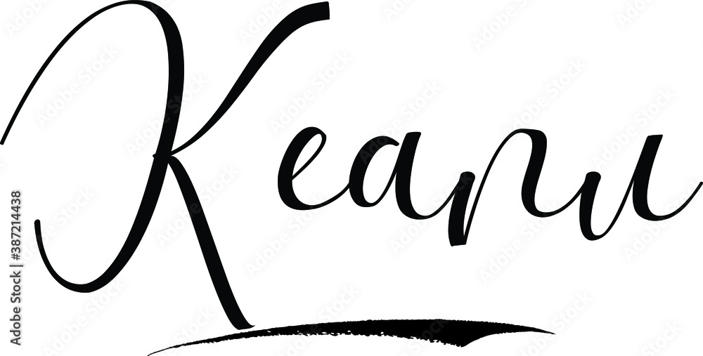 Keanu-Male Name Cursive Calligraphy on White Background Stock Vector ...