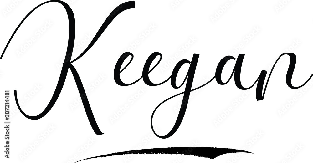 Keegan-Male Name Cursive Calligraphy on White Background Stock Vector ...