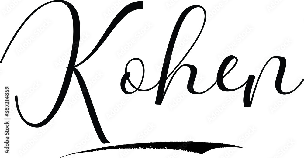 Kohen -Male Name Cursive Calligraphy on White Background Stock Vector ...