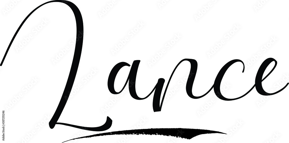 Lance -Male Name Cursive Calligraphy on White Background Stock Vector ...