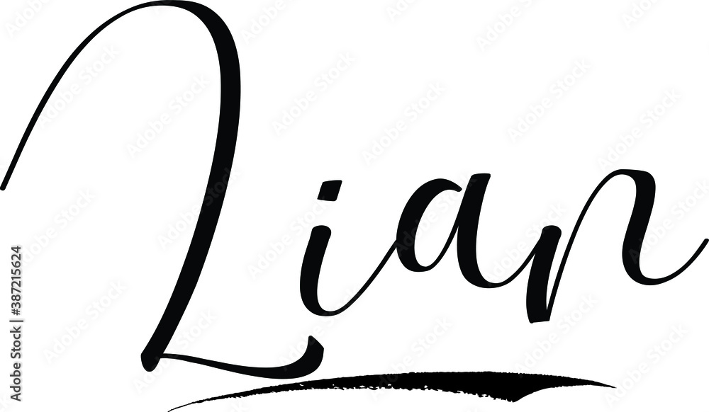 Lian -Male Name Cursive Calligraphy on White Background Stock Vector ...