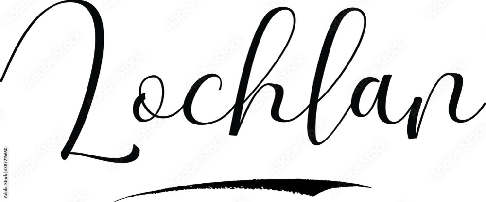 Lochlan -Male Name Cursive Calligraphy on White Background Stock Vector ...