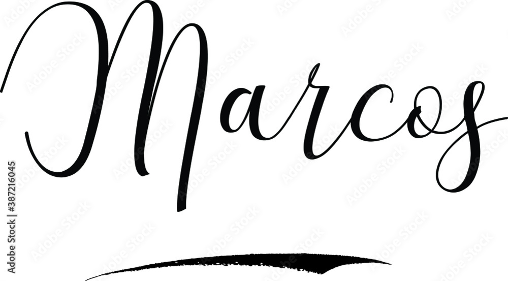 Marcos -Male Name Cursive Calligraphy on White Background Stock Vector ...