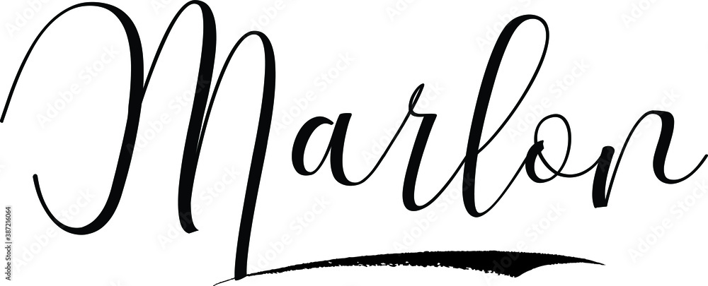 Marlon -Male Name Cursive Calligraphy on White Background Stock Vector ...